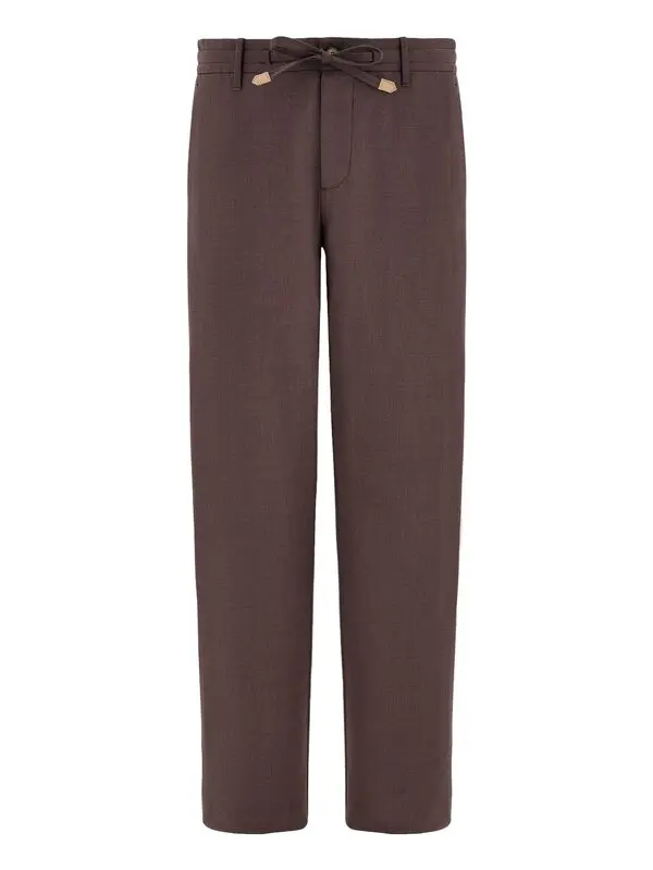 Canali Impeccabile Washable Wool Regular Fit Trousers - Brown