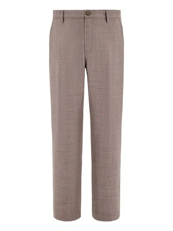 Canali Walnut Tapered Fit Super 130's Wool Chinos - Brown