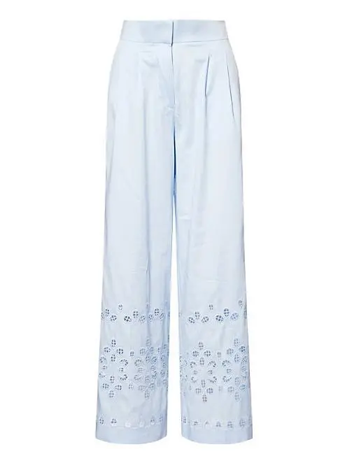 Mona Alshebil Cotton Wide-leg Trousers - Light Blue