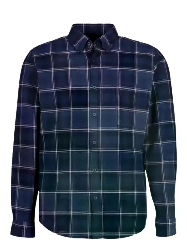 BOSS Button Check Shirt - Blue