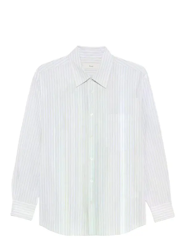 DUNST Striped-pattern Chest-pocket Shirt - White
