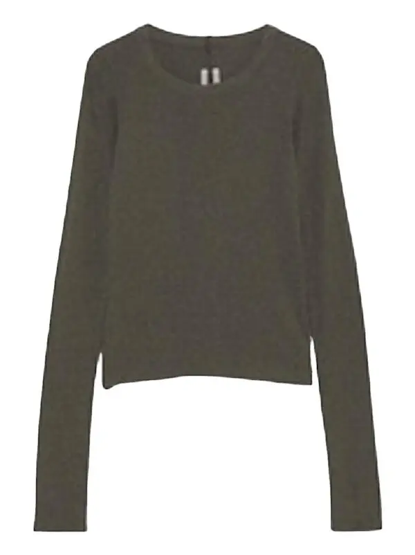 Rick Owens Cropped Ribbed Long-sleeve T-shirt - Bosco