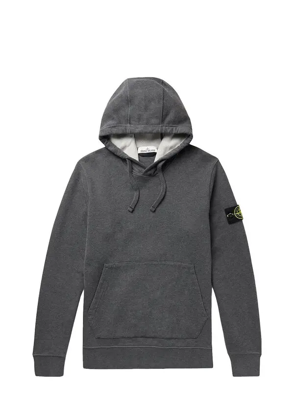 Stone Island 64120 Brushed Cotton Fleece Hooded Sweatshirt - Dark Gray