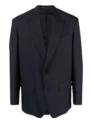 Valentino Garavani Monogram Jacquard Wool Jacket - Blue