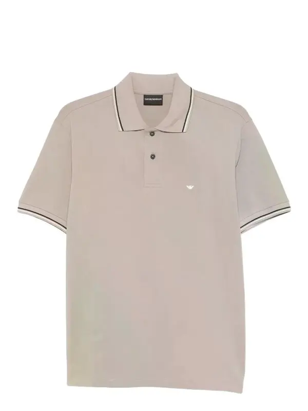 Emporio Armani Piped Cotton Polo Shirt - Grey