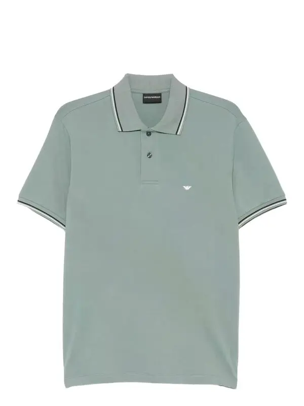 Emporio Armani Tipped Cotton Polo Shirt - Green