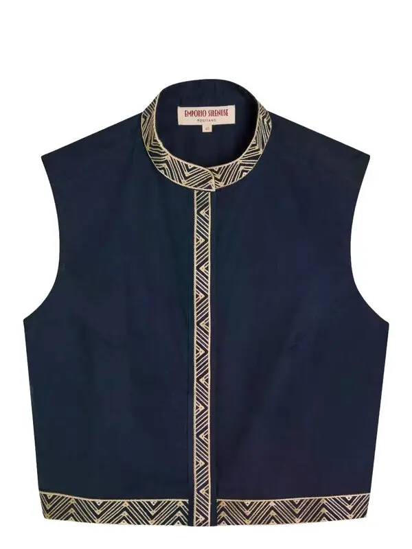 EMPORIO SIRENUSE Embroidered Andorra Top - Blue