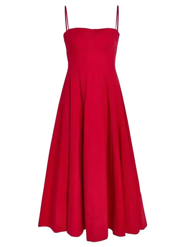 Staud Wylie Square-neck Midi Dress - Red
