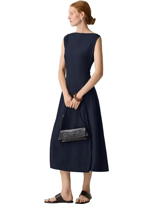 Theory Draped Midi Dress - Nocturne Navy