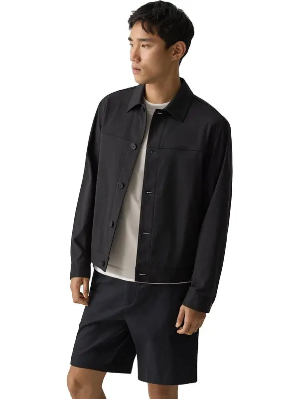 Theory Button Jacket In Neoteric Twill - Black