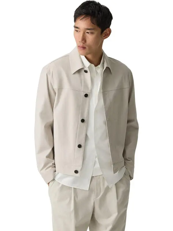 Theory Button Jacket In Neoteric Twill - Silver Cloud