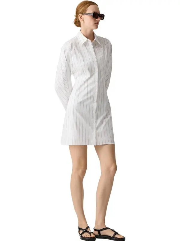 Theory Shirt Dress In Striped Poplin - Lavender Multi