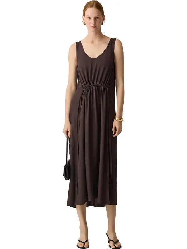 Theory Tie-waist Tank Midi Dress - Dark Brown