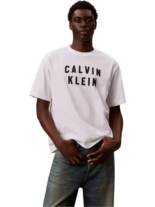 Calvin Klein Contrast Logo Graphic Relaxed T-shirt - Bright White