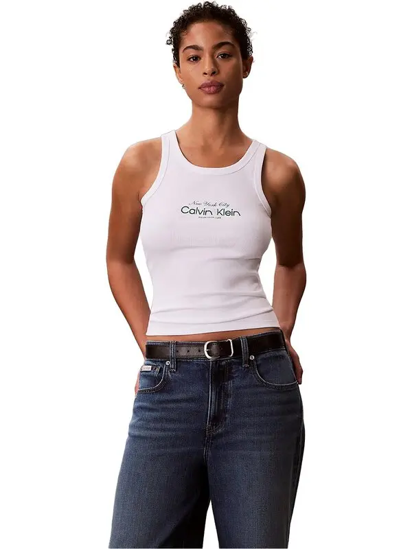 Calvin Klein Classic Nyc Logo Tank Top - Bright White
