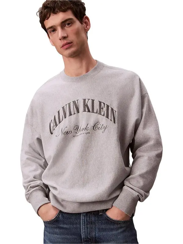 Calvin Klein Terry Logo Graphic Relaxed Sweatshirt - Heroic Grey Heather