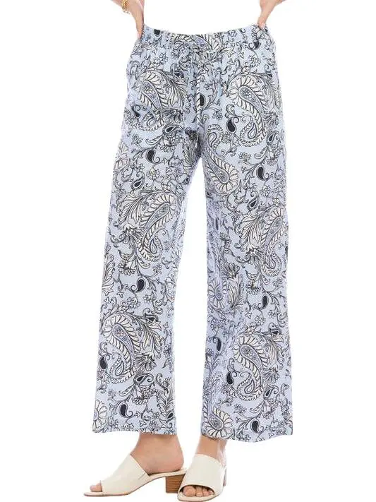 Karen Kane Cotton Poplin Drawstring Crop Pants - Paisley
