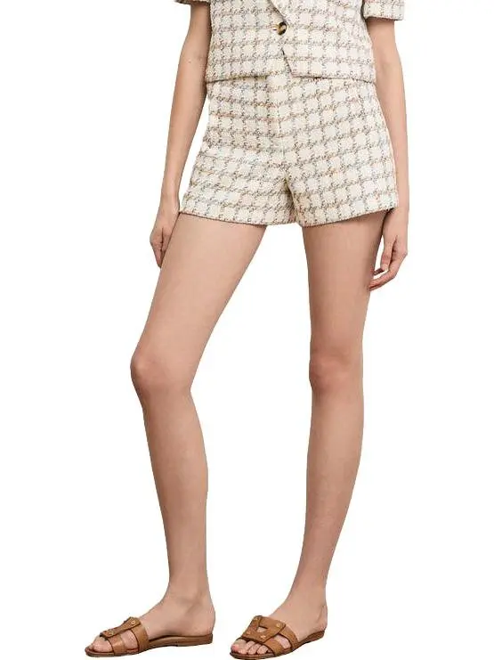 Veronica Beard Jazmin Tweed High-waist Shorts - Ecru Multi