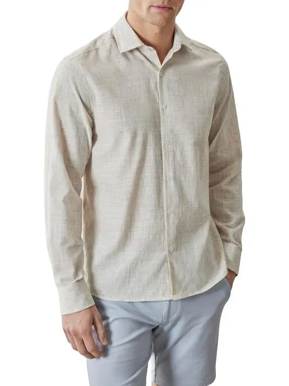 Robert Barakett Junpeli Cotton & Linen Blend Button-up Shirt - String