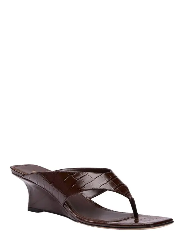 STUART WEITZMAN Vinnie 50 Wedge Thong Sandal - Walnut