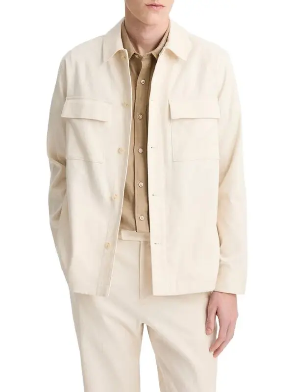 Vince Stretch Linen & Cotton Chore Coat - Bone