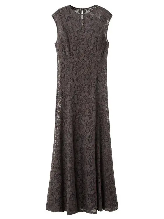 Mango Avenue Lace Midi Dress - Brown