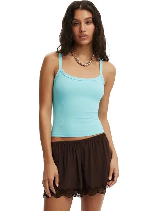 COTTON ON Goldie Rib Scoop Cami - Aqua Crush