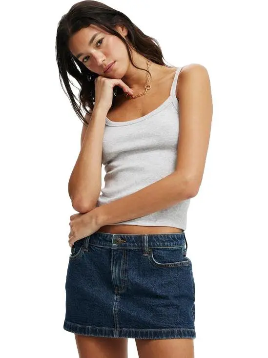 COTTON ON Goldie Rib Scoop Cami - Grey Marle