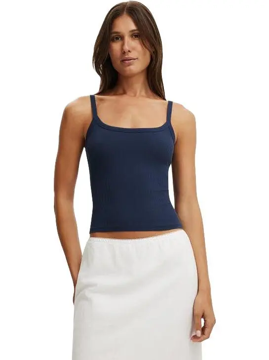 COTTON ON Goldie Rib Scoop Cami - Shadow Navy