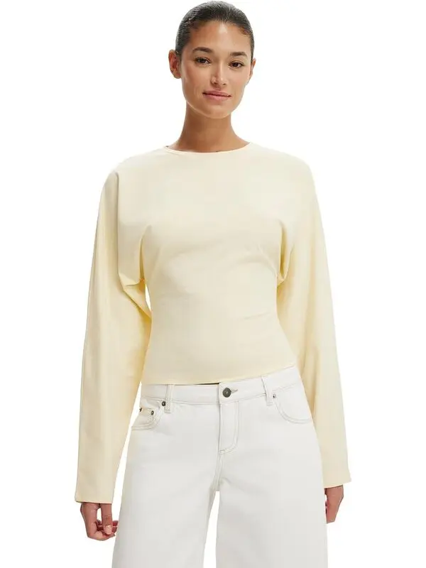 COTTON ON Blair Batwing Long Sleeve - Vanilla Glow