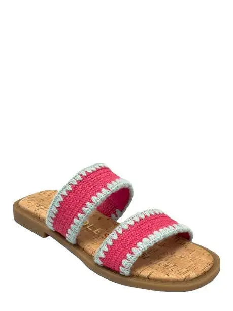 Aerosoles Centro Two-strap Raffia Sandals - Magenta/green Raffia Elastic