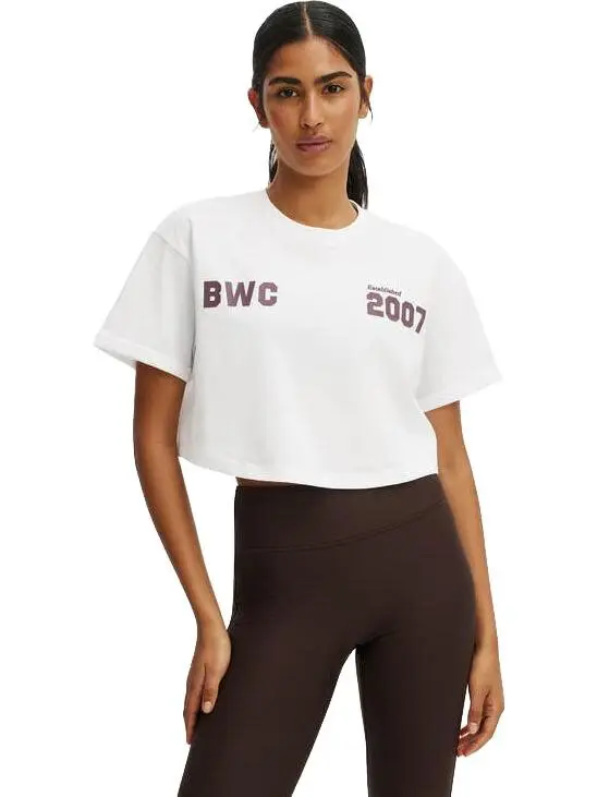 Cotton:on Active Cropped Graphic Tee - White