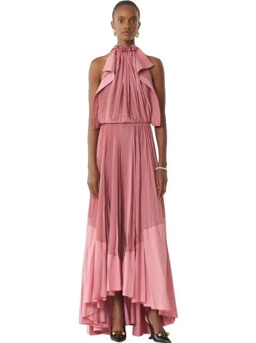 LANVIN Pleated Dress In Charmeuse And Cotton - Pink