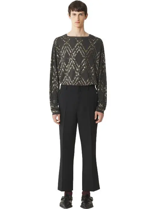 LANVIN Straight-leg Pleated Wool Trousers - Black