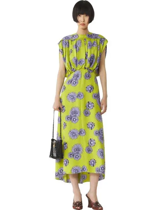 LANVIN Printed Silk Midi Dress - Absinth/lilac
