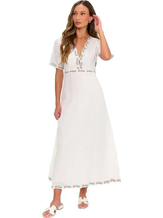 Show Me Your Mumu Thea Embroidered Midi Dress - Wild Meadow Embroidery