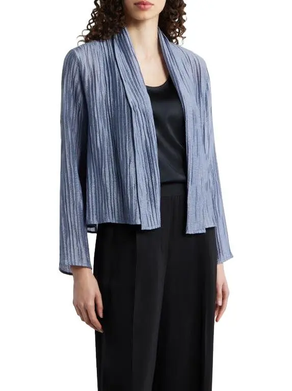 Eileen Fisher High Collar Tie Waist Jacket - Flint