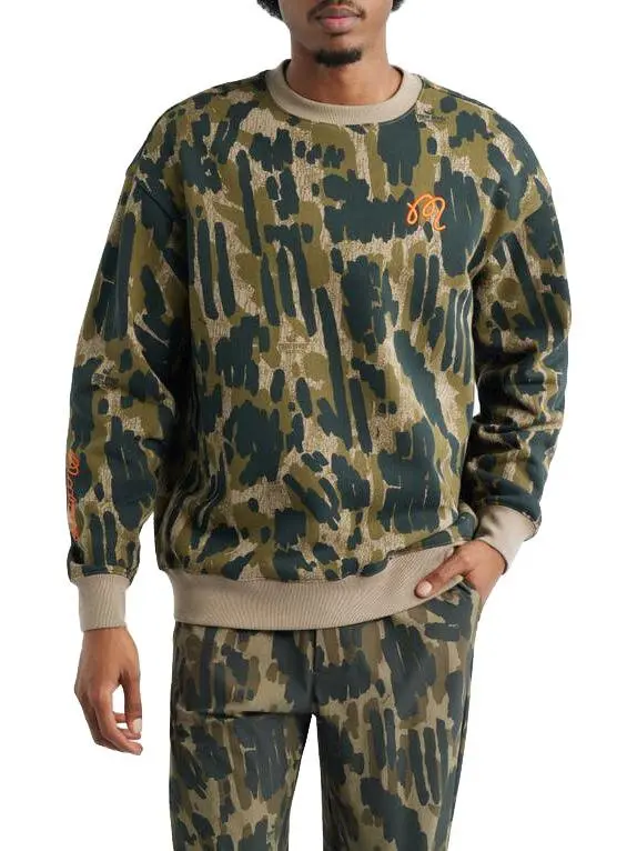 MALBON Range Tour Divot Camo Cotton Sweatshirt - Bark Camo