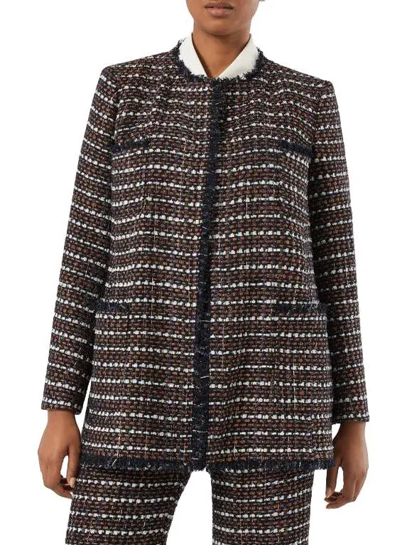 Marina Rinaldi Fervida Tweed Jacket - Blue Brown