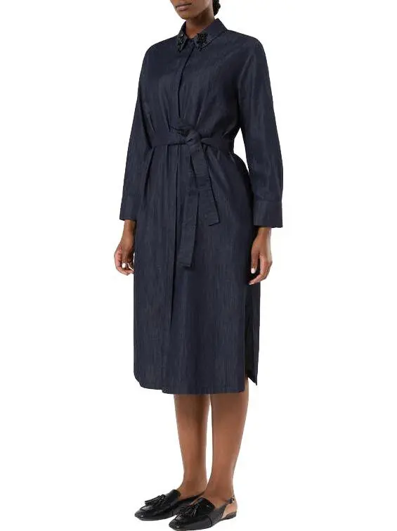 Marina Rinaldi Long Sleeve Cotton Shirt Dress - Blue Jeans