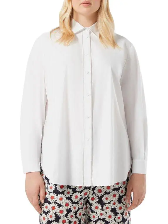 Marina Rinaldi Cotton Shirt With Crystal Detailing - Optical White