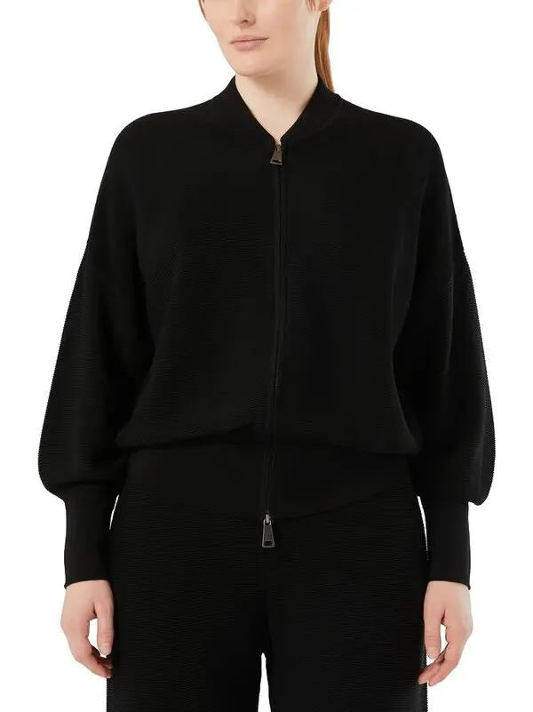 Marina Rinaldi Rafia Bomber Jacket - Black
