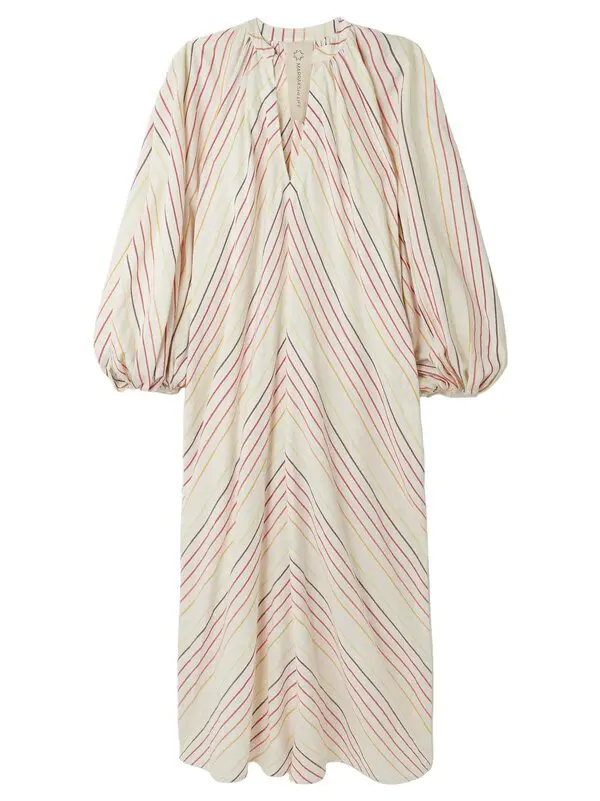 MARRAKSHI LIFE Striped Cotton Maxi Dress - Off-white