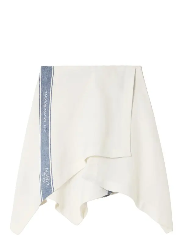 JW Anderson Asymmetric Linen-jacquard Mini Wrap-effect Skirt - Neutrals