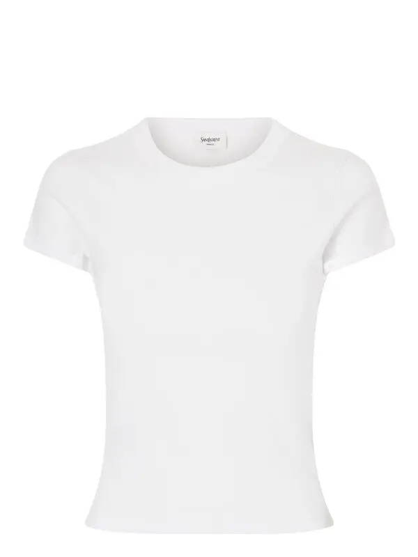 Saint Laurent Cropped Jersey T-shirt - White