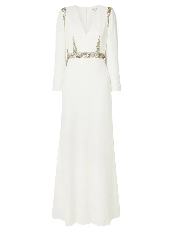 Alexander McQueen Embellished Crepe Gown - Ivory