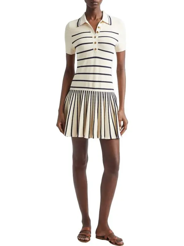 Zimmermann Kindred Spirit Luna Stripe Polo Mini Dress - Cream/navy