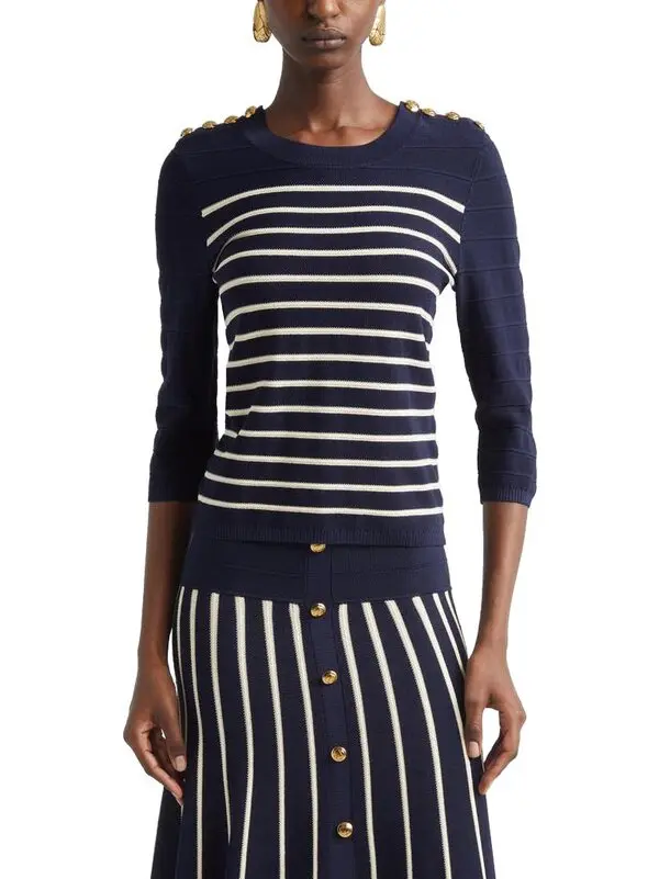 Zimmermann Kindred Spirit Luna Stripe Sweater - Navy/cream