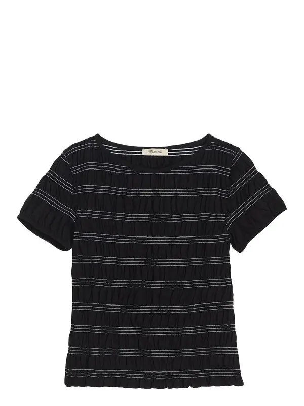 Madewell Smocked Short Sleeve Top - Jet Black