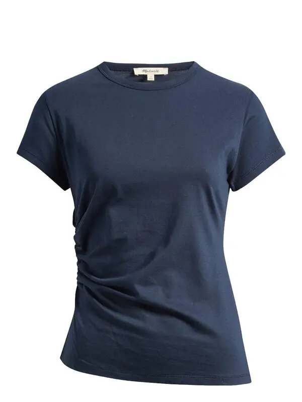Madewell Asymmetric Ruched Jersey T-shirt - Classic Navy